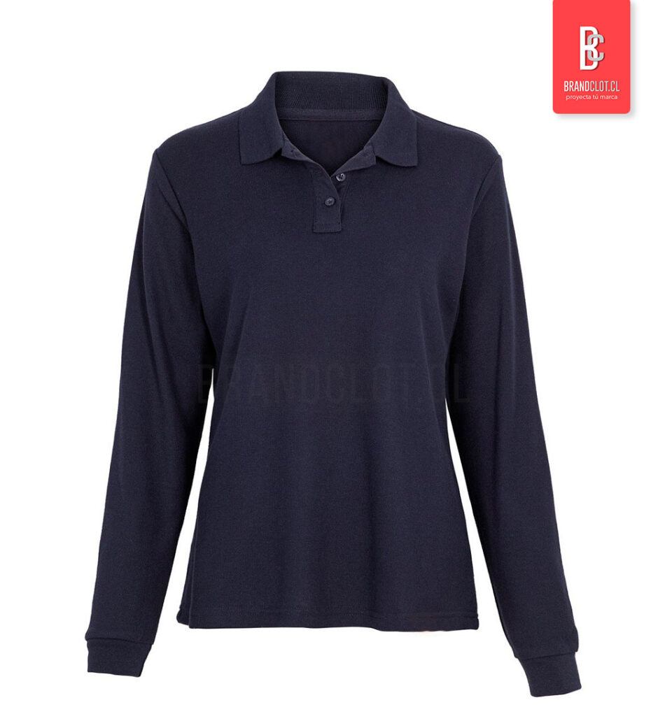 Polera corporativa mujer manga larga - Azul marino Ropa corporativa ...